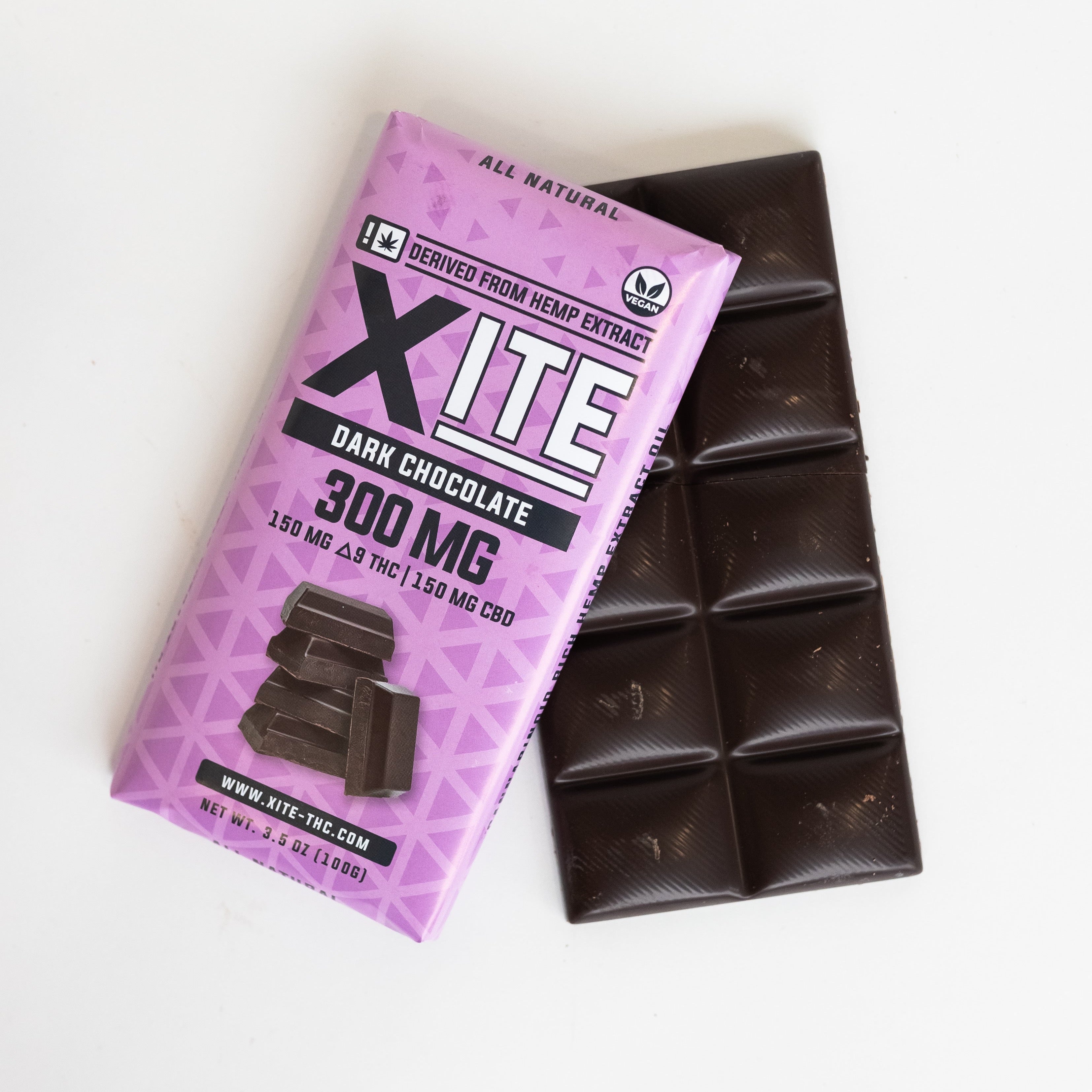 Xite Dark Chocolate Bar D9 150 MG THC + 150 MG CBD | Hempie's
